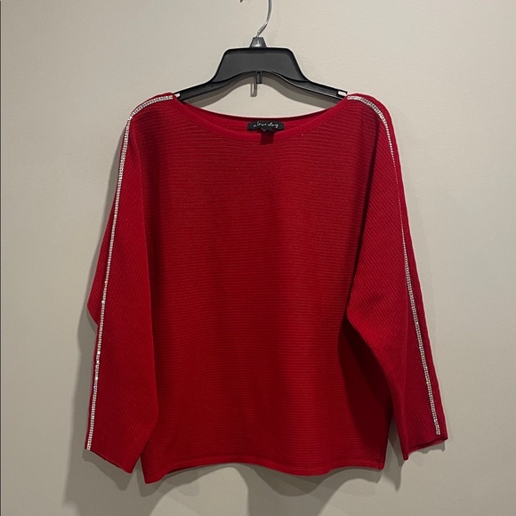 A Love Story | Sweaters | Red Sweater With Rhinestone Embellishment ...